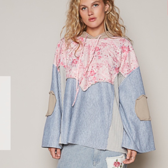 POL | Tops | Pol Reno Pol French Terry Hoodie With Mixed Fabric Detail ...